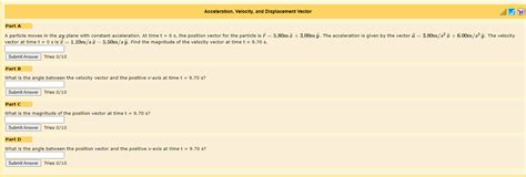 Solved Part A Vector At Time T S Is V M Sx Chegg Com