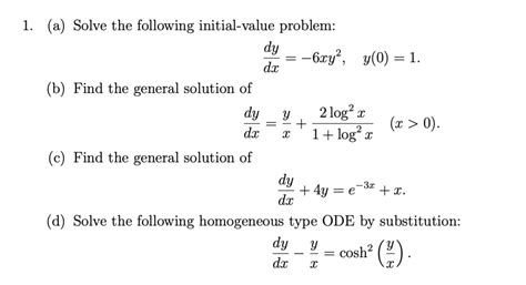 Solved A ﻿solve The Following Initial Value
