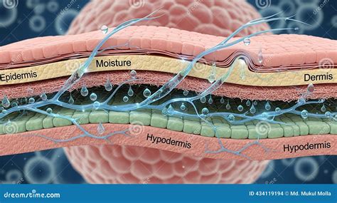 Cross Section Of Human Skin Layers Epidermis Dermis Hypodermis Showing