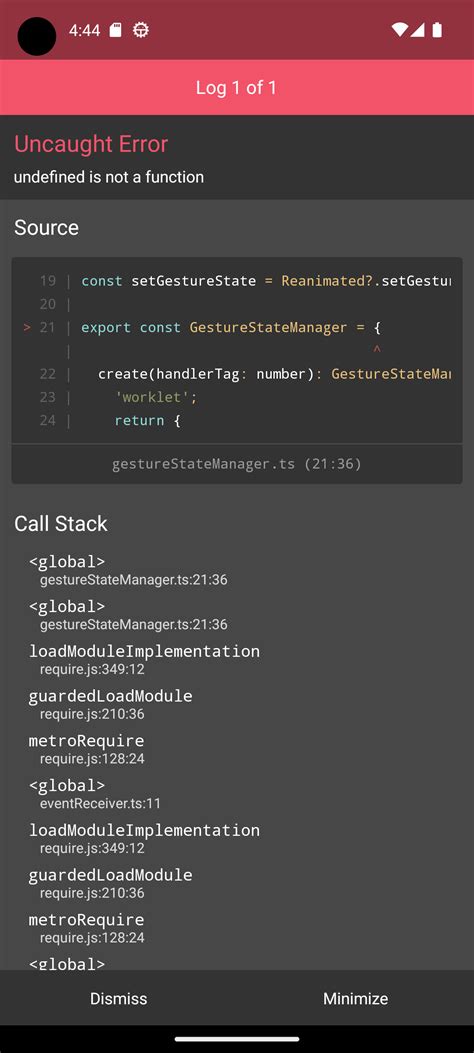 Android Expo Bare GestureStateManager TypeError Undefined Is Not A Function Issue