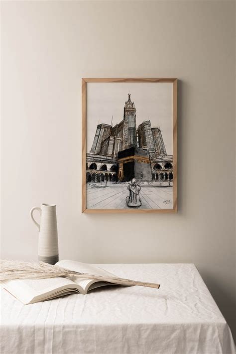 Kaaba Makkah Clock Royal Tower Watercolor Sketch Islamic Etsy