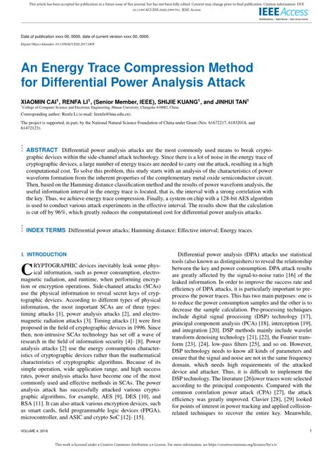 Pdf An Energy Trace Compression Method For Differential Power