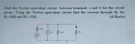 solved find the norton equivalent circuit between terminals