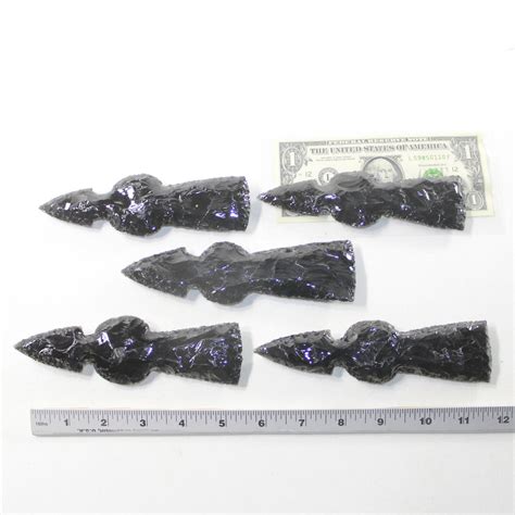 5 Obsidian Ornamental Tomahawk Heads 1732 Ax Axe Hatchet Primitive