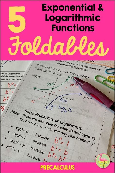 Exponential And Logarithmic Functions FOLDABLES PreCalculus Unit Precalculus