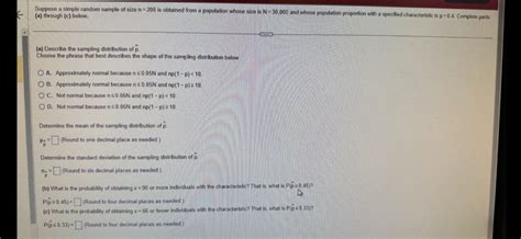 solved suppose a simple random sample of size n 200 is