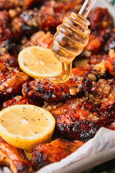Sticky Honey Lemon Pepper Wings With Garlic Honey Butter Glaze A Full