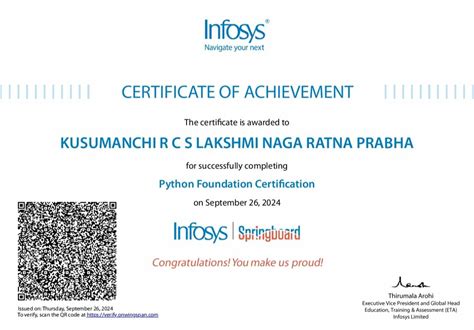 Kusumanchi R C S Lakshmi Naga Ratna Prabha On Linkedin Learningjourney Pythoncertification