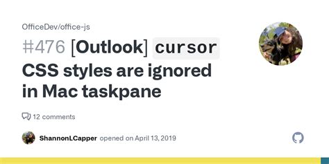 Outlook `cursor` Css Styles Are Ignored In Mac Taskpane · Issue 476 · Officedevoffice Js