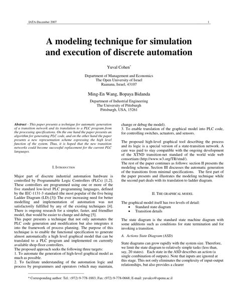 Pdf A Modeling Technique For Execution And Simulation Of Discrete