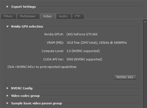 Использование Nvenc кодирования