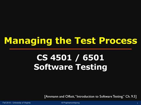 Managing The Test Process Cs 4501 6501 Software Testing Ppt Download