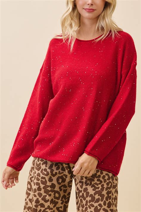 The Noelle Glitter Knit Sweater Mtt Collective