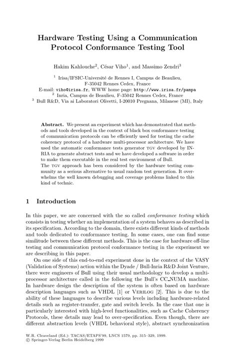 Pdf Hardware Testing Using A Communication Protocol Conformance Testing Tool