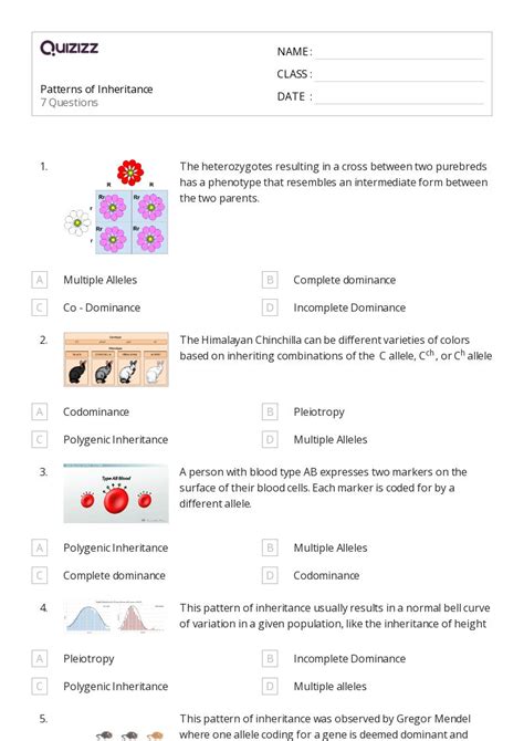 50 Non Mendelian Inheritance Worksheets For 11th Class On Quizizz