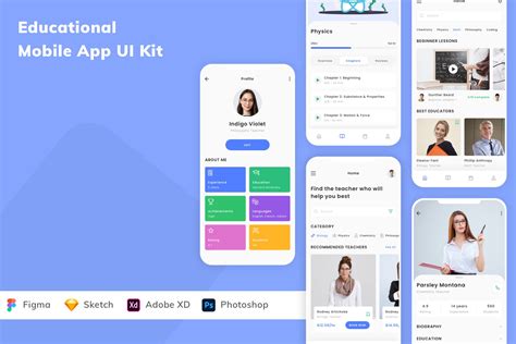 Educational Mobile App Ui Kit Ui Kits And Libraries ~ Creative Market