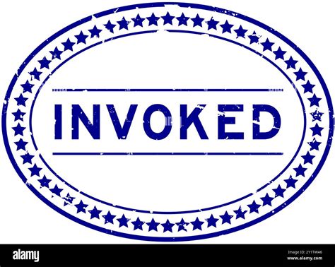Grunge Blue Invoked Word Oval Rubber Seal Stamp On White Background