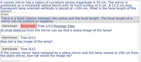 Solved A Convex Mirror Has A Radius Of Curvature Whose