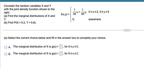Solved Consider The Random Variables X And Y With The Joint