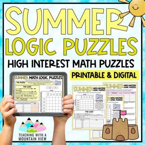 Summer Math Logic Puzzles Activities For Critical Thinking Enrichment Teaching With A