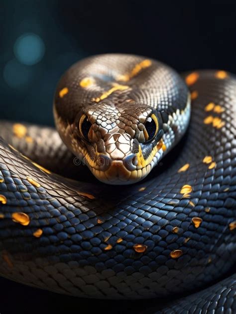 Close Up Portrait Of Sri Lankan Python With Dramatic Lighting Stock Image Image Of Dramatic