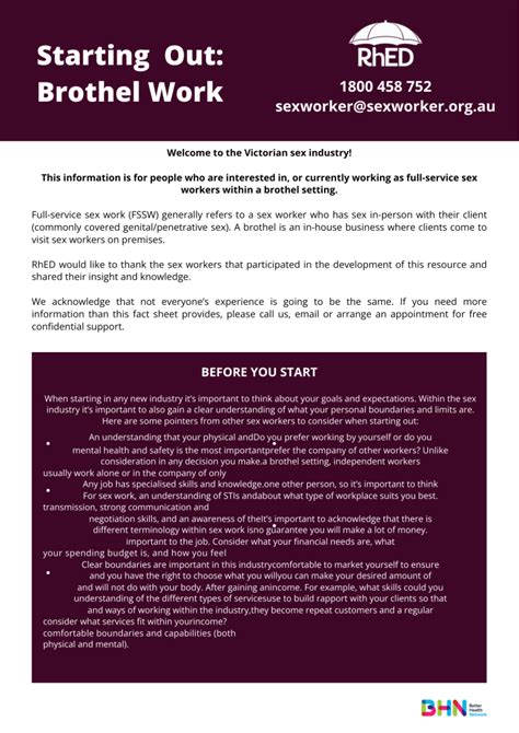 Information For Sex Workers RhED