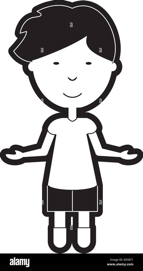 Flat Line Monochromatic Man With Open Arms Over White Background Vector Illustration Stock