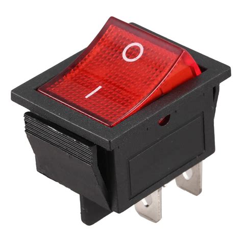 Red Light Illuminated 4 Pin Dpst On Off Snap In Rocker Switch 16a 20a