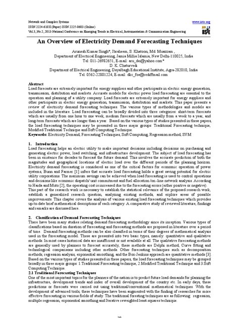Pdf An Overview Of Electricity Demand Forecasting Techniques Dokumen Tips