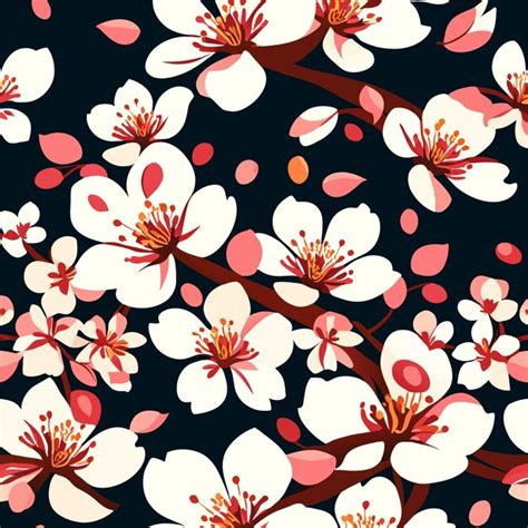 Cherry Sakura Blossoms Spring Pattern Background Premium Ai Generated