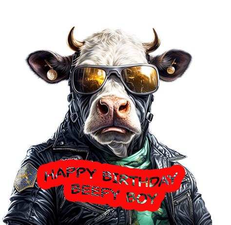 Happy Birthday Beefy Boy Cow Farmer Card And Bikers Funny Birthday