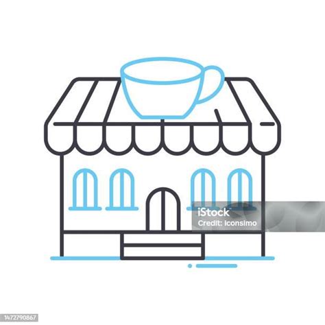 커피 숍 라인 아이콘 개요 기호 벡터 일러스트 레이 션 개념 기호 가방에 대한 스톡 벡터 아트 및 기타 이미지 가방 개체
