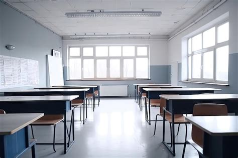 Premium Ai Image Empty Classroom Blurred School Classroom Without