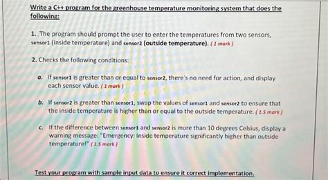Solved Write A Ct Program For The Greenhouse Temperature