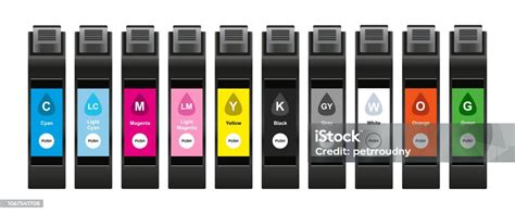 벡터 일러스트 레이 션의 영역 확장을 위한 특별 한 잉크와 잉크 카트리지 잉크젯 카트리지에 대한 스톡 벡터 아트 및 기타 이미지 잉크젯 카트리지 인쇄 공장 프린터
