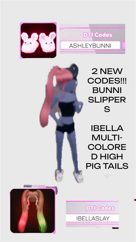 2 New Dti Codes Ibella Multi Colored High Pigtail Bunni Slippers In 2024 Bunny Slippers