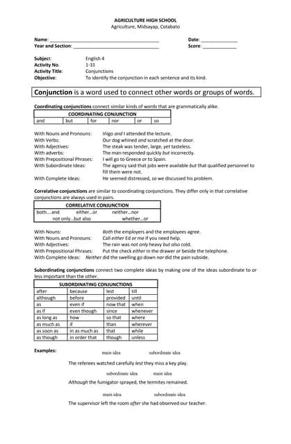 31 Conjunction Docx Gardening Home And Garden
