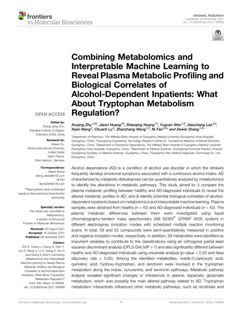 Pdf Combining Metabolomics And Interpretable Machine Learning To Reveal Plasma Metabolic