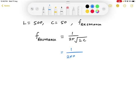 Solved A Series Lc Circuit Has A Capacitance Of 50 And An Inductance Of 500 Calculate The