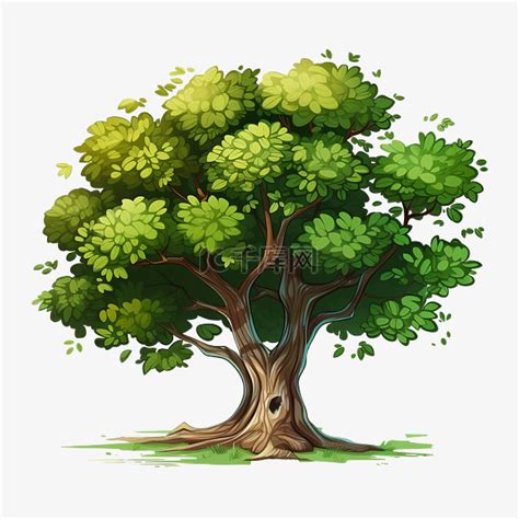 綠樹卡通插圖素材图片免费下载 千库网