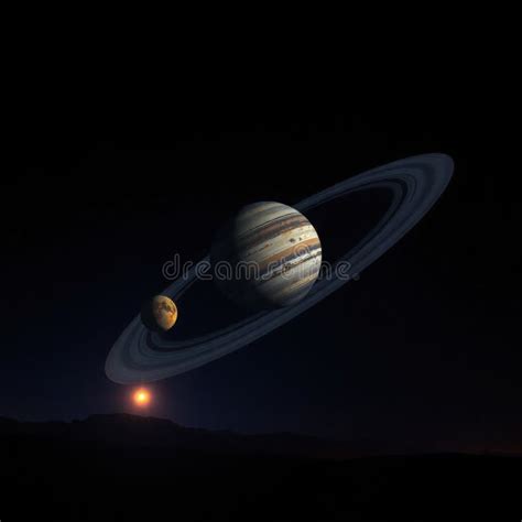 Dynamic Planetary Alignment In Cinematic Night Scene Stock Illustration Illustration Of