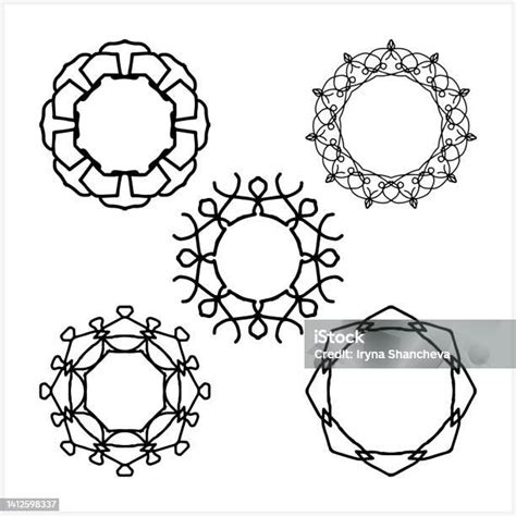 윤곽선 프레임이 분리되어 있습니다 스케치 테두리 벡터 스톡 일러스트레이션 Eps 10 낙서 드로잉에 대한 스톡 벡터 아트 및 기타 이미지 낙서 드로잉 디자인 만다라