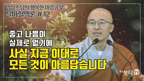 법상스님의 달마혈맥론 12회6 2 좋고나쁨이 실제로 없기에 사실 지금 이대로 모든 것이 아름답습니다 법상스님의 행복한 마음공부 불교공부 마음행복 좋은말씀