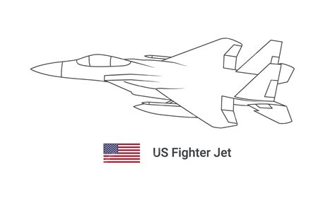 Us Fighter Jet Outline Vector Illustration Premium Vector