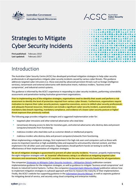 Protect Strategies To Mitigate Cyber Security Incidents February 2017