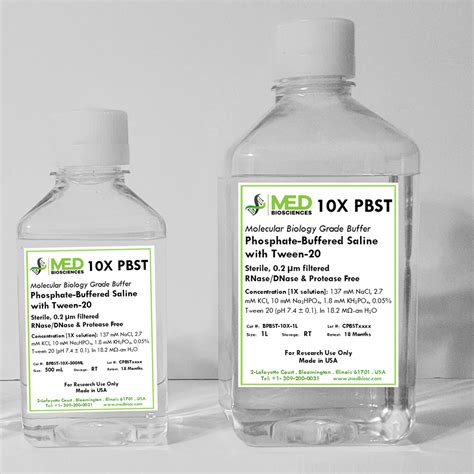 X PBS T Phosphate Buffered Saline Tween X With Tween Sterile PH Med