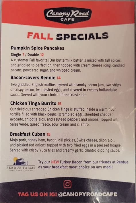 Canopy Road Café Menu Updated November 2025