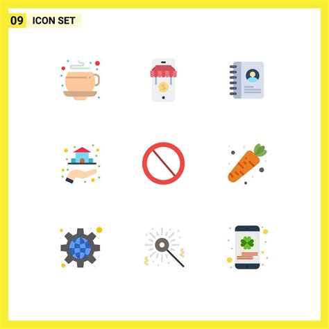 Set Of 9 Vector Flat Colors On Grid For Ui Garbage User Deny Hand Editable Vector Design