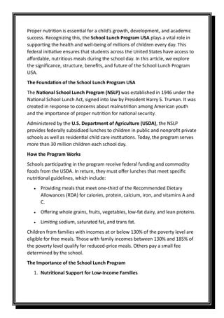 Empowering Education Through Nutrition A Deep Dive Into The School