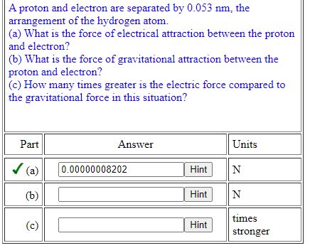 Solved A Proton And Electron Are Separated By Nm Chegg Com